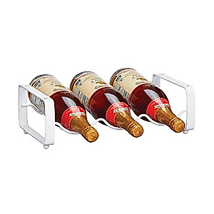 mDesign Metal Free-Standing Stackable 3 Bottle Modular Storage Organizer Rack for Kitchen Countertop, Table Top, Pantry, Fridge Shelf - Holder for Wine, Beer, Pop/Soda, Water - 2 Pack - Matte White