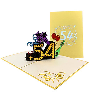 ALPHAK Happy 54th Birthday 3D Pop Up Card, Birthday 3D Greeting Card, 54th Birthday Gifts