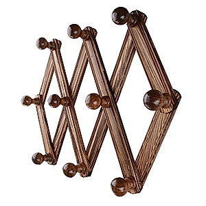 Wooden Expandable Coat Rack,Wall Mounted Hanging Hat/Scarf/Jewelry Hanger for Entrance,Bedroom,Living Room,Utility Hooks Home Decor 10 Hook/Set