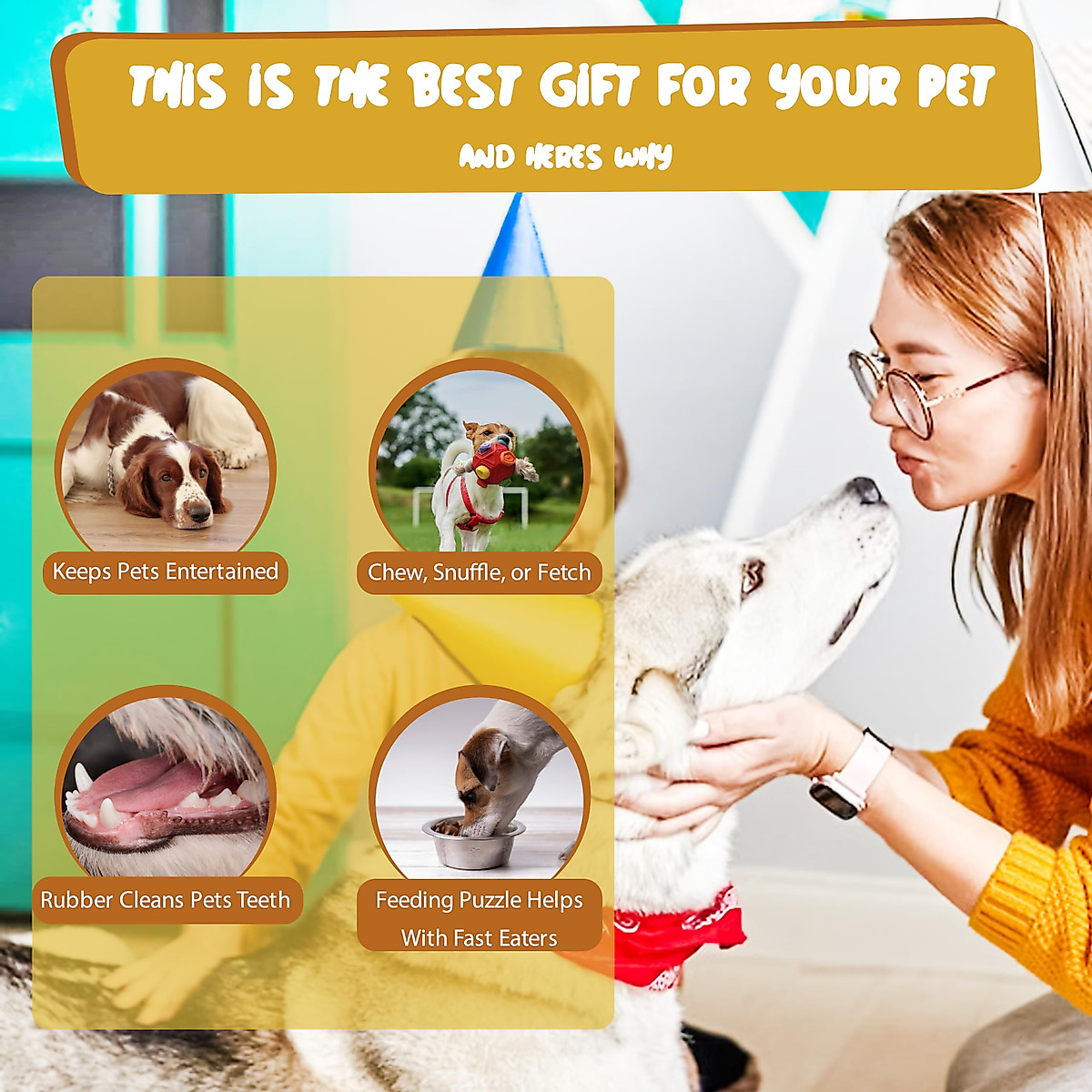 Tuff Snuff Snuffle Ball - Durable Treat Ball for Dogs, Puzzles for Smart Dogs, for Large, Medium, Small Dogs, Enrichment Toys, Interactive Dog Toys to Keep Them Busy