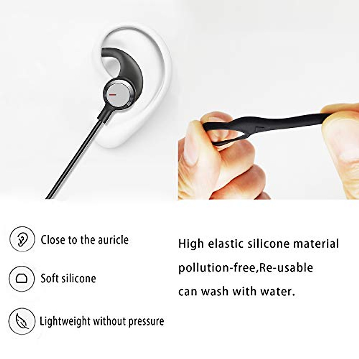 3 Pairs (M) Rubber Sports Earbuds Wingtips Ear Fins Stabilizer Earhook 3 Pairs (LMS) Eartips Silicone Replacement Earbuds Tips Compatible for Beats Flex Beats X Sony Jvc More in Ear Earpone