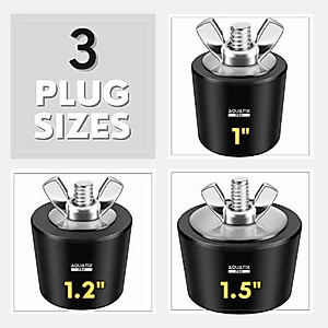Aquatix Pro Pool Winterizing Plugs, 3 Sizes, 1nch, 1.25inch & 1.5inch, Swimming Pool Winter Expansion Plugs with SS Screw, Stainless Steel Bolts, Heavy Duty Rubber, Protect Your Equipment Today!