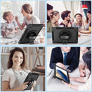 Miesherk Case for Galaxy Tab A8 Case 10.5'' 2022(SM-X200/X205/X207) with Hand/Shoulder Strap-Military Grade Shockproof, Black