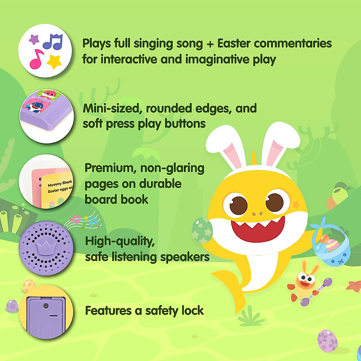 Baby Shark Happy Easter 4 Button Sound Book, Baby Shark Children's Easter Books, Interactive Learning Books For Toddlers, Learning & Education Toys, Baby Shark Seasonal Gifts For Babies