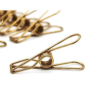 50 Pcs Gold Clothes Pins, AITRAI Heavy Duty ClothesPins Stainless Steel Wire Clothes Pins Laundry Clips for Clothesline Hanging Clothes Outdoor Travel Camping