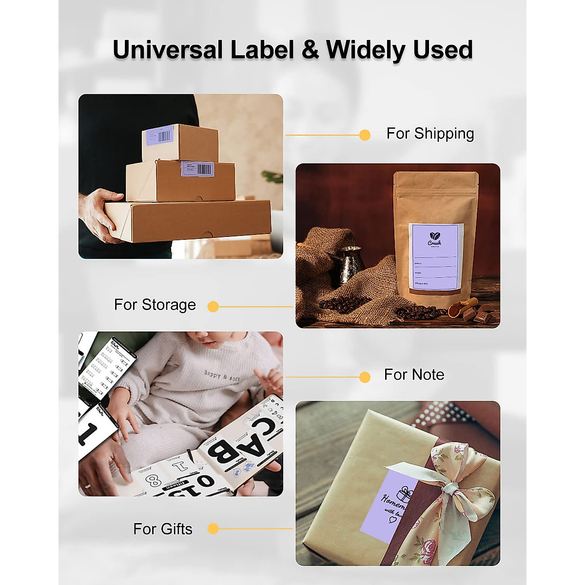 Phomemo 4x6 Thermal Labels for Shipping Label Printer - 500PCS Purple Mailing Labels - 4x6 Direct Thermal Labels Fanfold Compatible with Rollo,MUNBYN,iDPRT,JADENS,POLONO - Water/Oilproof - NO BPA/BPS