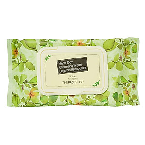 The Face Shop Herb Day 365 Cleansing Wipes - Make Up Remover Face Wipes with Rosemary Extract - Non-Irritating - Refreshing, Brightening, Moisturizing - Korean Skin Care Make Up Wipes