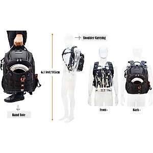 WELKINLAND 66-Pockets Backpack Tool Bag, Heavy-Duty Tool Backpack, Electrician backpack, Jobsite backpack, Tool back pack for men, Tool backpack for electricians, Tool backpack for construction