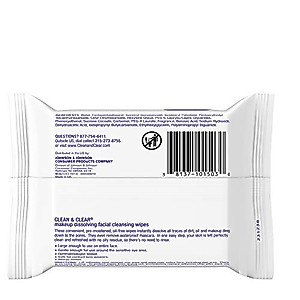 Clean & Clear Oil-Free Makeup Dissolving Facial Cleansing Wipes to Remove Dirt, Oil, Makeup & Waterproof Mascara, 25 ct.
