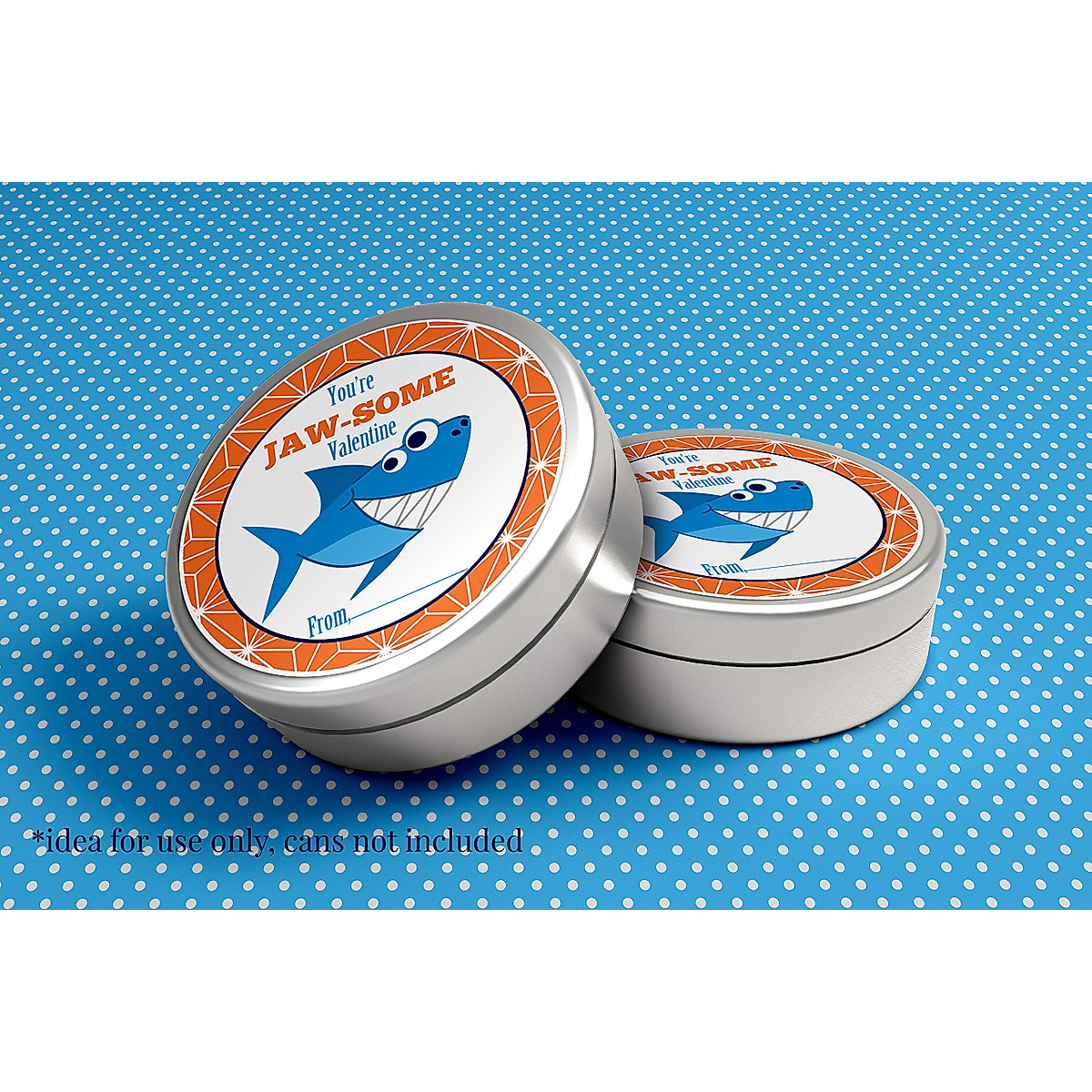 You’re Jawsome Smiling Shark Valentine Party Favor Sticker Labels, 40 2" Party Circle Stickers by AmandaCreation, Great for Classroom Valentines, Envelope Seals, Gifts & Treats