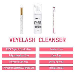 Veyelash Lash Shampoo 50 ML/1.69 FlOz Eyelash Shampoo for Lash Extensions Lash Cleaner Free Oil and Sulfate with a Brush Eyelash Wash