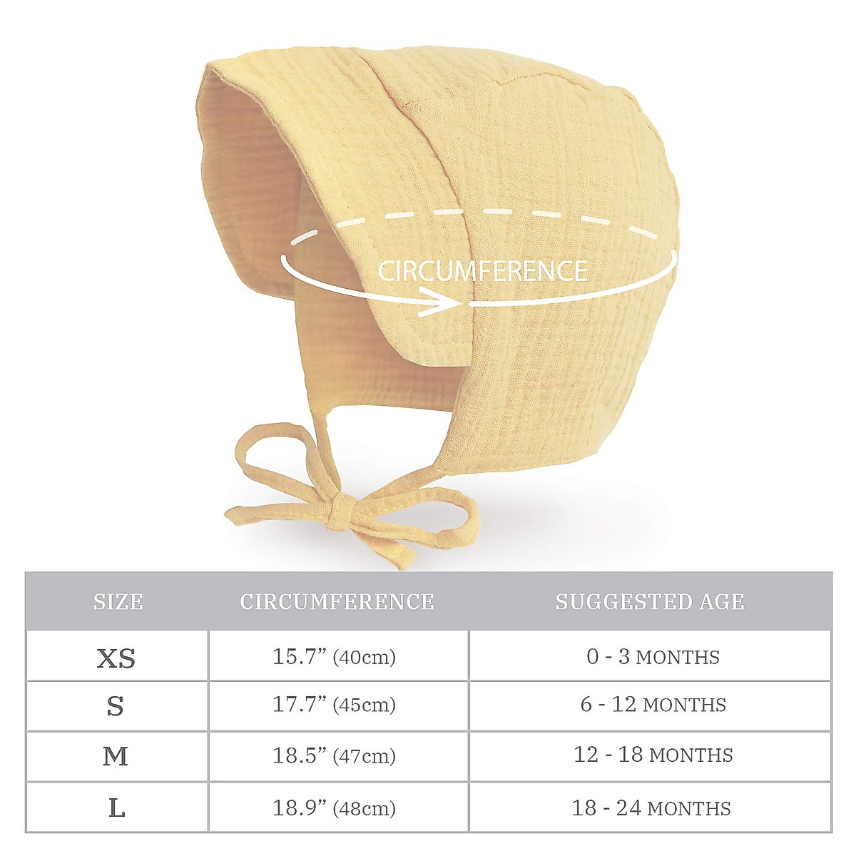 JELLYTREE Newborn Baby Hat Brimmed Sun Bonnet Muslin Double Gauze Cotton Infant Fashion Beanie Toddler Cap, Beige, XS