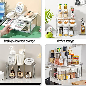 DEYIZY 2-Tier Foldable Bathroom Counter Organizer for Skincare, Vanity & Makeup - Space-Saving, Stackable, No Assembly - Bathroom Countertop Organizer, Bathroom Cabinet Organizer