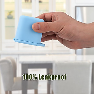 2pcs Dips Containers for Lunch Box, 4oz Leak-Proof Salad Dressing Containers Dipping Sauce Cups Silicone Condiment Containers with Lids for Kids School Picnic Travel (Blue, Green)