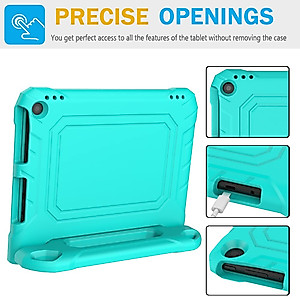 DJ&RPPQ New 1 0in Tablet Case for Kids Built-in Screen Protect, Incompatible with Samsung iPad TCL, Lightweight Durable Shockproof Kids Friendly Case- Turquoise
