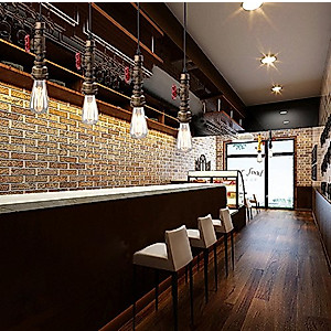 WINSOON Industrial Pendant Light, Rustic Water Pipe Pendant Light Copper Pendant Light, Steampunk Lamp Retro Antique Vintage Metal Hanging Pendant Lighting Fixture, Bronze, 3 Pack