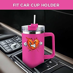 40 Oz Insulated Tumbler with Handle and Straw,Love Heart Shape Stainless Steel Vacuum Insulated Travel Mug,Leak-proof Water Bottle Iced Coffee Cup,Cartoon Graffiti Art