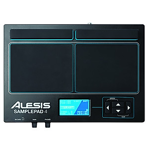 Alesis Sample Pad 4 | Compact Percussion and Sample Triggering Instrument with 4 Velocity Sensitive Pads, 25 Drum Sounds and SD/SDHC Card Slot,Black