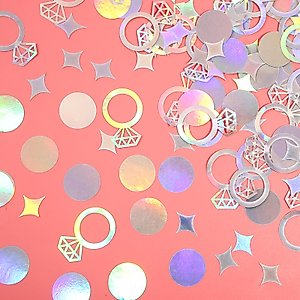 200pcs Foil Confetti, Diamond Ring Star Round Confetti Sprinkles Bachelorette Party Shiny Table Scatter Confetti for Wedding Engagement Party Decorations Bridal Shower Supplies