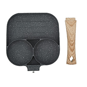 Fdit Fried Egg Pan, Egg Frying Pan with Lid Nonstick 3 Section Divided Grill Pancake Pan Aluminium Alloy Cooker for Breakfast Home Kitchen