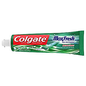 Colgate Max Fresh Whitening Toothpaste with Breath Strips, Clean Mint, 6 Ounce Tube, 4 Pack