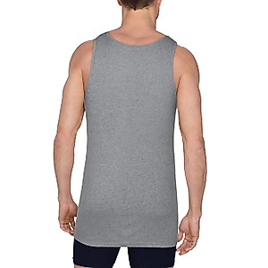 Fruit of the Loom Men's Tag-Free Cotton Undershirts, Regular-Tank-4 Pack Black/Grey, Medium