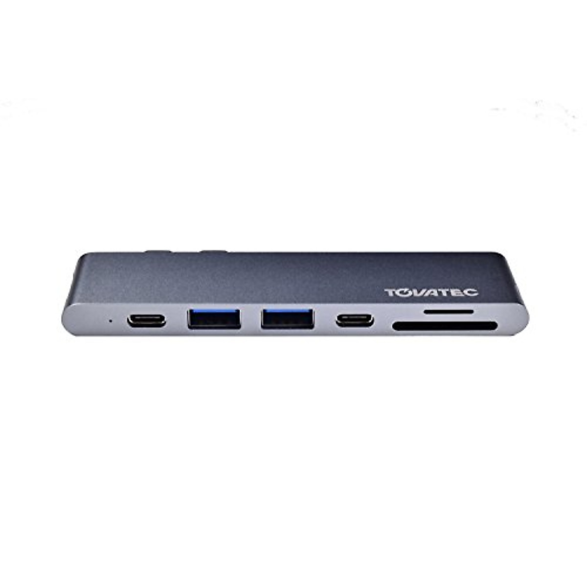 Tovatec Aluminum USB C Adapter Hub for 2016/2017 MacBook Pro 13 and 15 40Gbs Thunderbolt 3, 4k HDMI, Pass-Through Charging, Space Gray, 4.5"