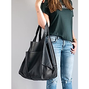 Casual Soft Large Capacity Tote Women Handbags Designer Metal Look Luxury Faux Leather Shoulder Bag Big Shopper Purses