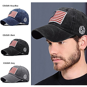 IZUS American Flag,Distressed Baseball Hat – Distressed Cotton-Blend Dad Hat Embroiderred for Adult (Navy)
