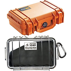 Pelican Select Bundle 1170 Case with Foam (Orange) 1040 Micro Case (Black/Clear)