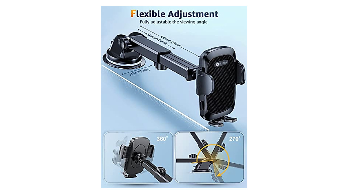 Humixx Car Phone Mount: Military-Grade Suction & 4-in-1 Holder