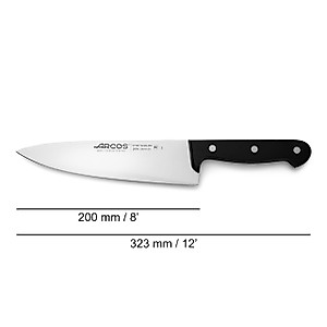 ARCOS Knife Set 2 pieces - Nitrum Stainless Steel and mm blade. 363 gr. Professional Kitchen Knife for Cooking. Ergonomic Polyoxymethylene POM Handle. Series Universal. Color Black