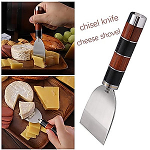 yq 3 Pieces Cheese Knives Set for Charcuterie Boards,Colorful Wooden Handle Cheese Knife Set for Soft Hard Cheeses,Parmesan Knife Cheese Cutter Serving Fork,Gift Box