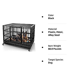 Otaid 48 Inch Heavy Duty Dog Crate Cage Kennel with Wheels, High Anxiety Indestructible Dog Crate, Sturdy Locks Design, Double Door and Removable Tray Design, Extra Large XL XXL Dog Crate