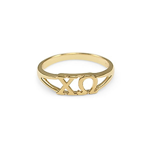 The Collegiate Standard Chi Omega 14k Gold Plated Sorority Ring with Greek letters