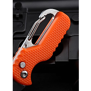 YISIDA 2 PACK Mini Folding Keychain Knife, Box/Seatbelt Cutter, Portable Rescue Knife, Orange and Black, 4.3 inch