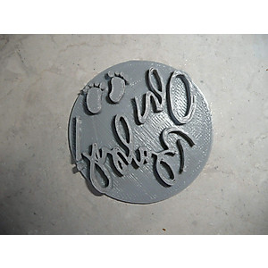 YNGLLC OH BABY WORDS WITH FEET SCRIPT FONT SHOWER GENDER REVEAL COOKIE STAMP EMBOSSER BAKING TOOL 3D PRINTED MADE IN USA PR4004 Gray