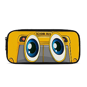 STUOARTE Cartoon School Bus Print Backpack with Lunch Box and Pencil Case, 3 Piece Kids Kindergarten School Bag Set Lightweight Daypack Travel Bookbag for Preschool