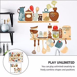 Uonlytech Window Decals 2pcs Cartoon Kitchen Quotes Wall Decal Cooking Utensils Wall Art for Kitchen Dining Room Fridge Restaurant Decor