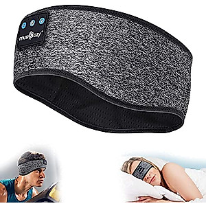 MUSICOZY Sleep Headphones Bluetooth Headband, Wireless Music Sleeping Headphones Mask Earbuds IPX6 Waterproof for Side Sleepers Workout Running Insomnia Travel Yoga Cool Gadgets Tech Unique Gift 2 Pcs