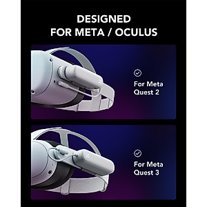 VIYISI Battery Pack for Meta Quest 3/3S and Oculus Quest 2, 5000mAh Extended Battery for Extra 2-4H Playtime, Lightweight VR Charger Accessories Compatible with Oculus Original Strap and Elite Strap