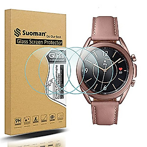 Suoman 4-Pack for Samsung Galaxy Watch 3 41mm Screen Protector Tempered Glass for Galaxy Watch 3 41mm [2.5D 9H Hardness] [Anti-Scratch] [Perfectly Fit]