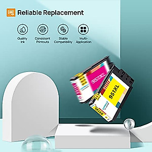 950XL 951XL Ink Cartridges (5 Pack) Replacement for HP 950XL 951XL Combo Work with Pro 8600 8610 8620 8625 8100 8630 8660 Printer