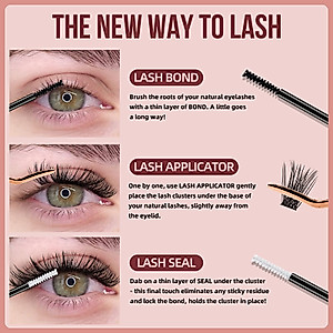 Higu clace Clusters Lashes 140PCS, DIY Eyelash Extensions 3D Fluffy Mixed 10-16mm Eyelash Clusters and Lash Bond and Seal & Cluster Lash Glue Remover