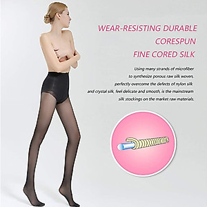 WEANMIX Women's Control Top Sheer 40D Solid Color Tights Pantyhose Reinforced Toe Silk Stockings (Black, Teenager)