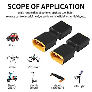 RIIEYOCA XT60 Male to Male Connector no Wire Adapter,XT60 Connector Adapter for RC FPV Car Plane Drone LiPo Battery etc XT60 Port Conversion(4 Pack)
