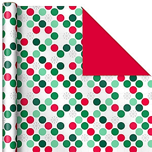 Hallmark Reversible Christmas Paper (3 Rolls: 120 sq ft TTL) Retro Ornaments, Stripes Gift Wrap, Tri-Pack, Elevated Geometric