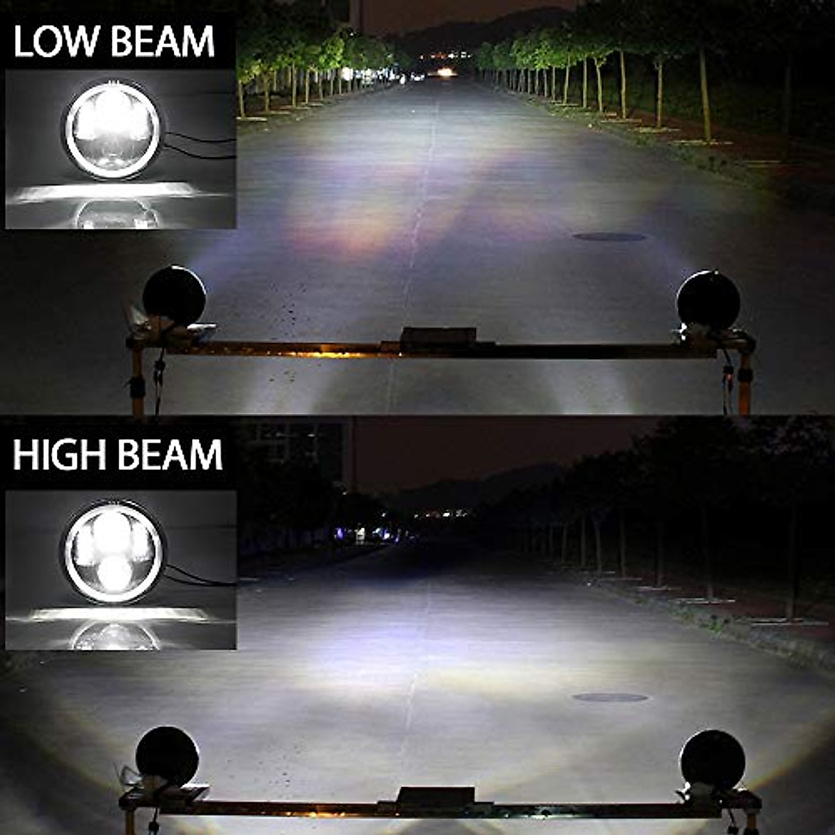 UNI-SHINE 4pcs 5 3/4" 5.75 LED Headlights with High Low Beam Amber turn signal White DRL, 5 3/4 led headlight Halo Ring