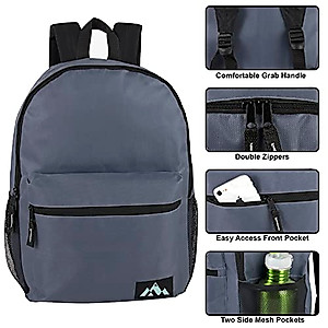 Trail maker 24 Pack Wholesale Backpacks for College, Adults, Sports 18 Inch Color Block Backpacks in Bulk