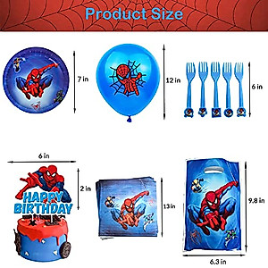 YesMae Spiderman Birthday Party Supplies, Birthday Party Decorations Includes Tablecloth, Masks, Cake Toppers, Banner, Balloons,